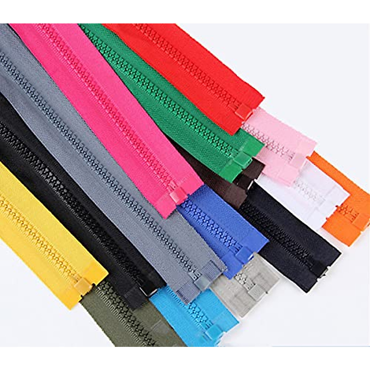 Zippers Colorful Resin Zippers #5 Plastic Zippers with Lifting Ring Pull Separating Zippers for Clothes DIY Handbags Sewing Craft Bags Mixed 14 Colors Resin Zippers (50cm/20inch)