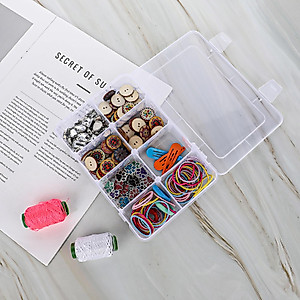Plastic Organizer Box Bead Organizer Clear Snackle Box Container with Dividers 8 Grid Organizer Small Tackle Box Craft Storage Box for Tapes Jewelry Candies Snacks Small Parts