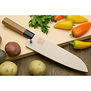 Yoshihiro VG10 46 Layers Hammered Damascus Santoku Japanese Multipurpose Chef Knife (Ambrosia Handle)
