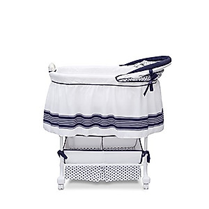 Delta Children Smooth Glide Bedside Bassinet - Portable Crib with Lights, Sounds and Vibrations, Marina