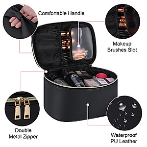 Makeup Bag 2 Pcs Cosmetic Bag Waterproof Large Make Up Bag for Travel Bow-Knot Storage Bag Portable Cosmetic Pouch Makeup Brush Organizer Toiletry Case for Women and Girls Black