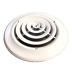 HBW 8" Round Ceiling Diffuser White Powder Coated with Outside Dimension of 12" Fitting in 8" Duct