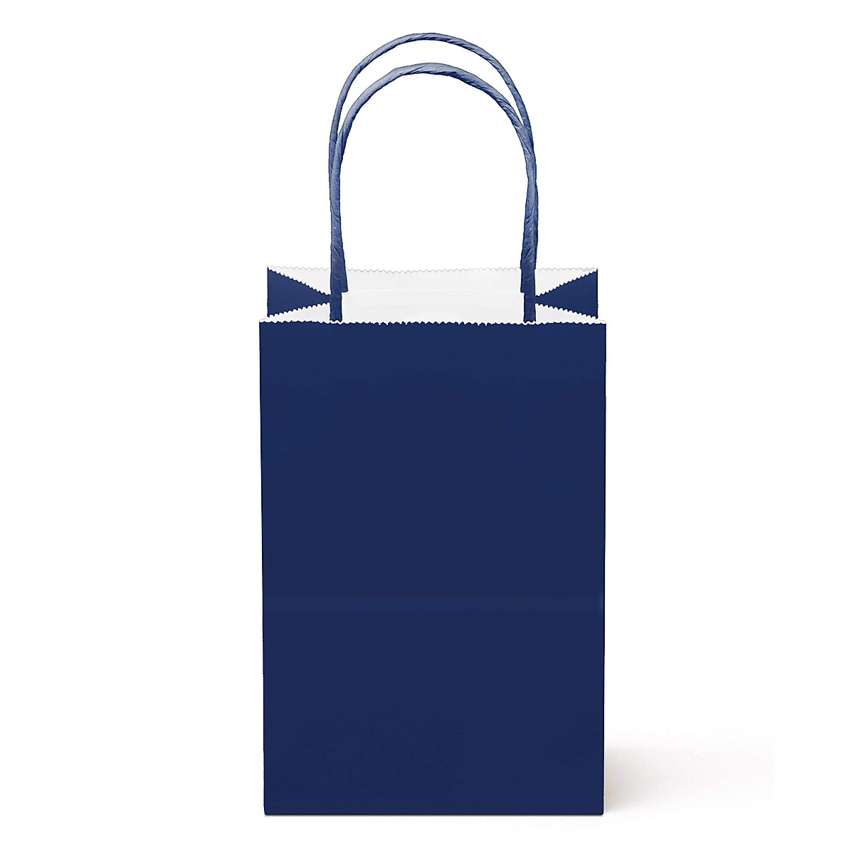 12 Counts Food Safe Premium Paper and Ink Small 8.5” X 5.25”, Vivid Colored Kraft Bag with Colored Sturdy Handle, Perfect for Goodie Favor DIY Bag, Environmentally Safe (Small, Navy)