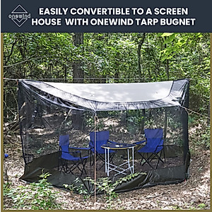 Onewind 11ft Hammock Tarp, Lightweight Silnylon Hammock Rain Fly, 4000mm Waterproof 4-Season Multiple Shelter Solution Camping Tarp Tent with Complete Accessories, OD Green