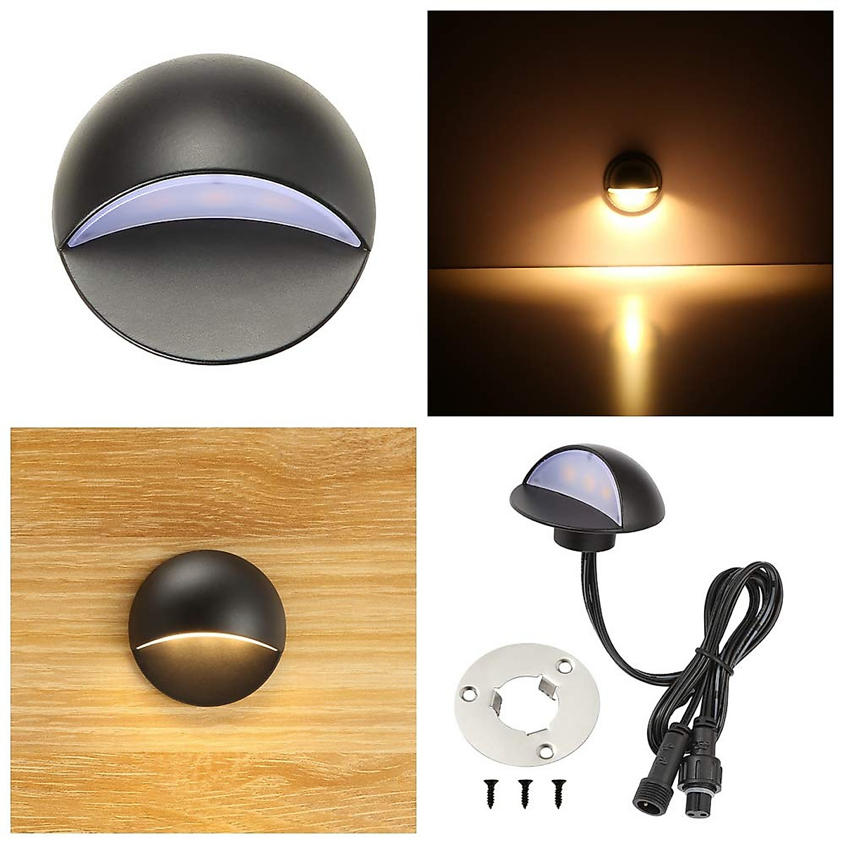 FVTLED WiFi Deck Lights Kit, WiFi Controlled 20pcs Low Voltage LED Step Lights Kit Φ1.97 Stainless Steel Waterproof Outdoor Recessed Railing Light Work with Alexa Google Home, Warm White, Black