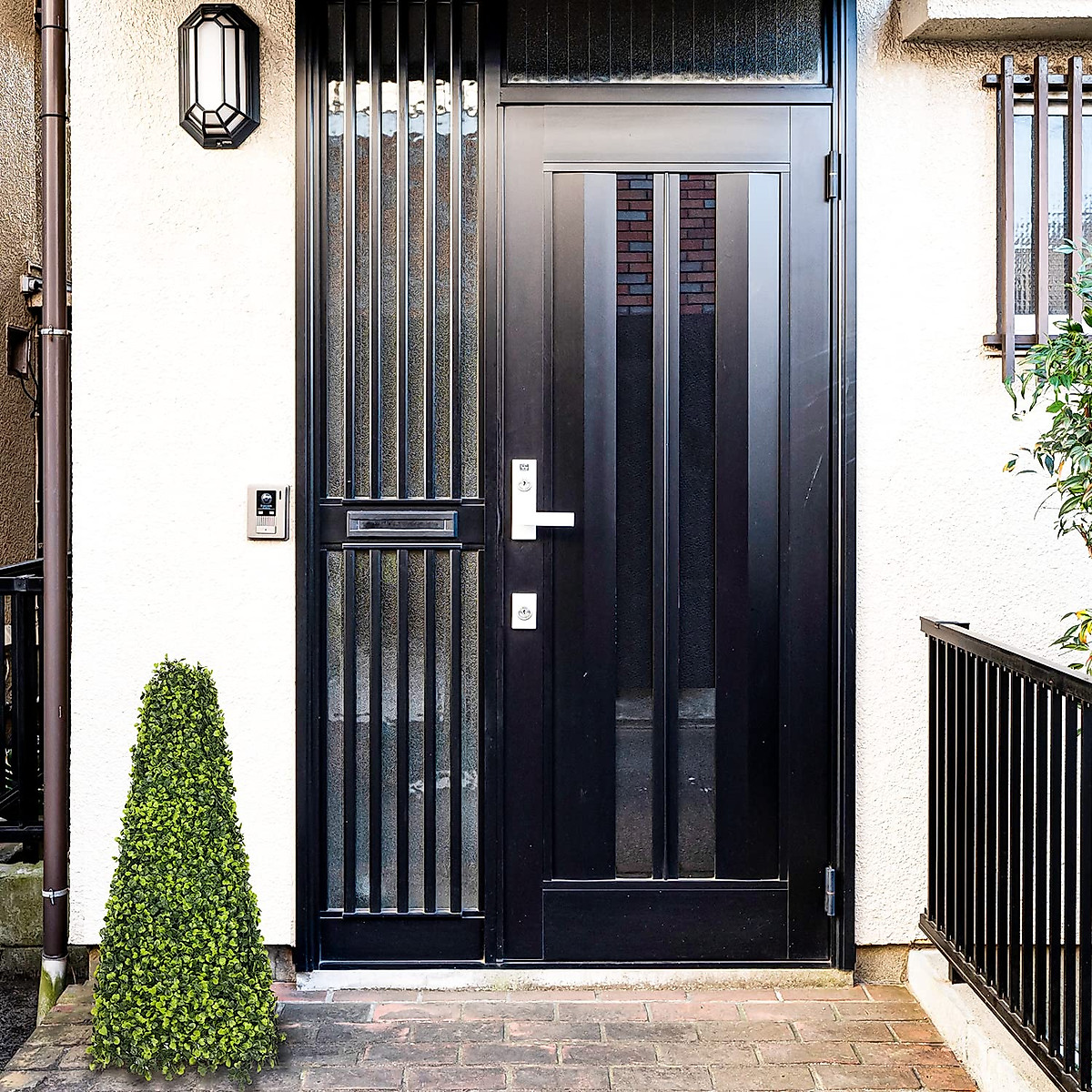 ECOOPTS 1 Piece Artificial Boxwood Trees UV Resistant Decorative Buxus Tower, Topiary Fake Tree Plant Decoration for Home Garden Indoor Outdoor