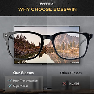 BOSSWIN - 5Pack Blue Light Blocking Glasses Square Nerd Eyeglasses Frame for Men and Women, Anti Eyestrain Reading Computer Gaming Glasses Non Prescription