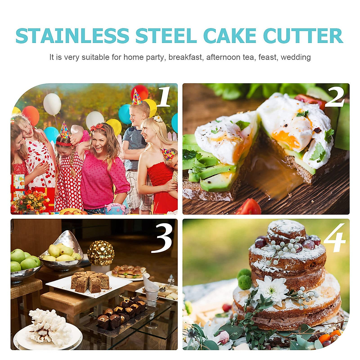 2Pcs Cake Slicer Cutters, Stainless Steel Cake Slicer, Better Quality and More Stable Cake Lifter Tools Pie Knife, Cake Pie Cutting for Cakes, Pie, Desserts Bread and Pizza (Random Color)