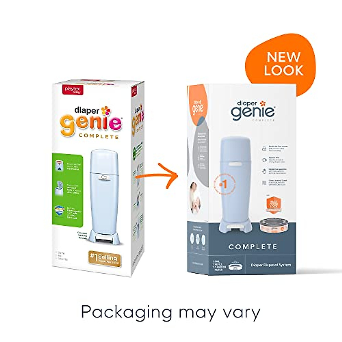 Diaper Genie Complete Diaper Pail (Blue) with Antimicrobial Odor Control | Includes 1 Diaper Trash Can, 1 Refill Bags, 1 Carbon Filter