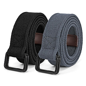 XZQTIVE Men Canvas Web Belt Casual Cloth Belts For Men Women With Double Ring Buckle