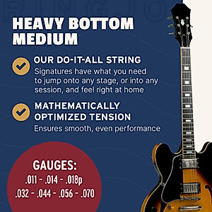 Stringjoy HVY117, 7 String Signatures Electric Guitar Strings, 11-70 Heavy Bottom Medium Gauge, 7-String Nickel, Electric Guitar Accessories, Replacement Guitar Strings for Electric Guitar