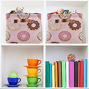 xigua Donut Storage Basket Storage Bin Organizer Basket, Foldable Rectangular Storage Box with Handles for Home Office