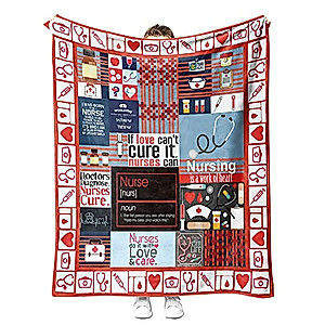 Nurse Blanket Nurse Gifts for Women RN Gifts Super Soft Sherpa Throw Blankets for Nurses Gifts for Nurses Women Nurse Practitioner Gifts 50x60 (Pink)