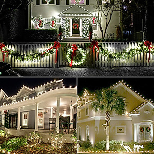 Brizled Upgrade Faceted C5 LED String Lights, 100 LED 33ft Mini String Lights, 120V UL Certified Clear Christmas Light Set for Indoor & Outdoor Decoration, Patio, Garden, Party and Holiday, Cool White