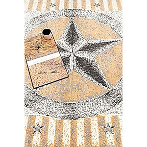 Furnish my Place Texas Star Rug - 5 ft. x 8 ft, Beige Rustic, Novelty Lone Star Rug with Border, Jute Backing