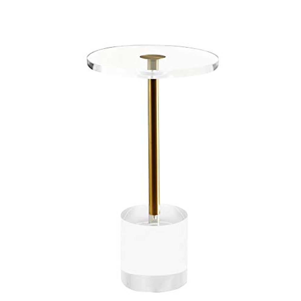 Artmaze Clear Acrylic End Table,Side Table,Brushed Brass Metal,Round,for Office, Living Room and Bedroom,Easy Assembly,12x12 inch，21.3 inch high