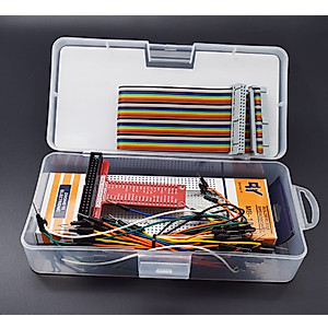 Adeept Raspberry Pi GPIO Breakout, T-Type GPIO Expansion Board +830 Points Solderless Breadboard+65pcs Jumper Cables +40pin Rainbow Ribbon Cable, Raspberry Pi GPIO Expansion Kit