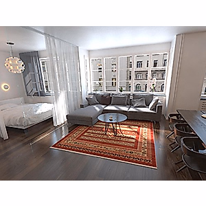 Unique Loom Fars Collection Area Rug - Pasadena (8' Square, Rust Red/ Black)