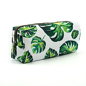 LParkin Tree Leaves Large Capacity Canvas Pencil Case Pen Bag Pouch Stationary Case Makeup Cosmetic Bag Gadget Box
