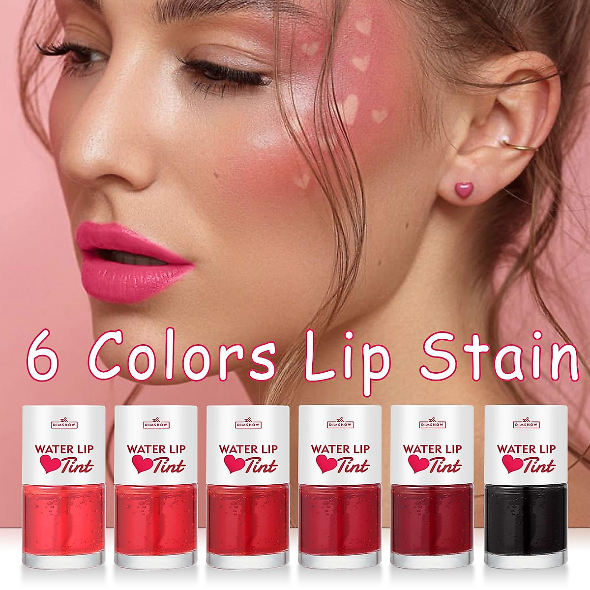 3 Colors Water Lip Tint Stain Set, Velvet Color Lip Tint Watery Lip Stain,Lip & Cheek Tint Moisturizing Mini Liquid Lipstick, Weightless & Non-sticky Finish Long-lasting Waterproof Lip Tint (Set A)
