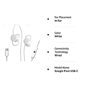 Google USB-C Wired Digital Earbud Headset for Pixel Phones - White