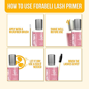 Forabeli Lash Primer 15ml - Boosts Adhesion, Improves Bond Retention, Ideal for Individual and Natural Lashes, Semi-Permanent Eyelash Extension Supplies