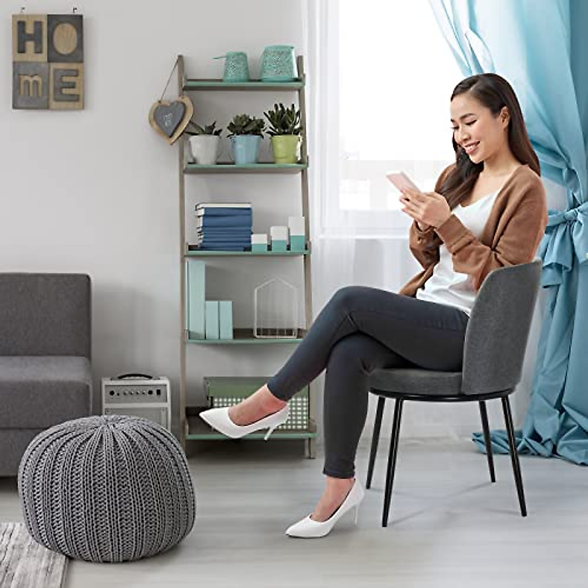 VINGLI Grey Dining Chairs Set of 2,Mid Century Modern Kitchen&Dining Room Chairs,Upholstered Fabric Dining Room Armless Chair for Home Kitchen,Living Room