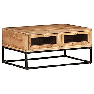 QJBSAVVA Coffee Table 35.4"x23.6"x15.7" Solid Acacia Wood,Entrance Table Tray Tables Center Table Low Table Suitable for Meeting Rooms, Reception Rooms, Offices