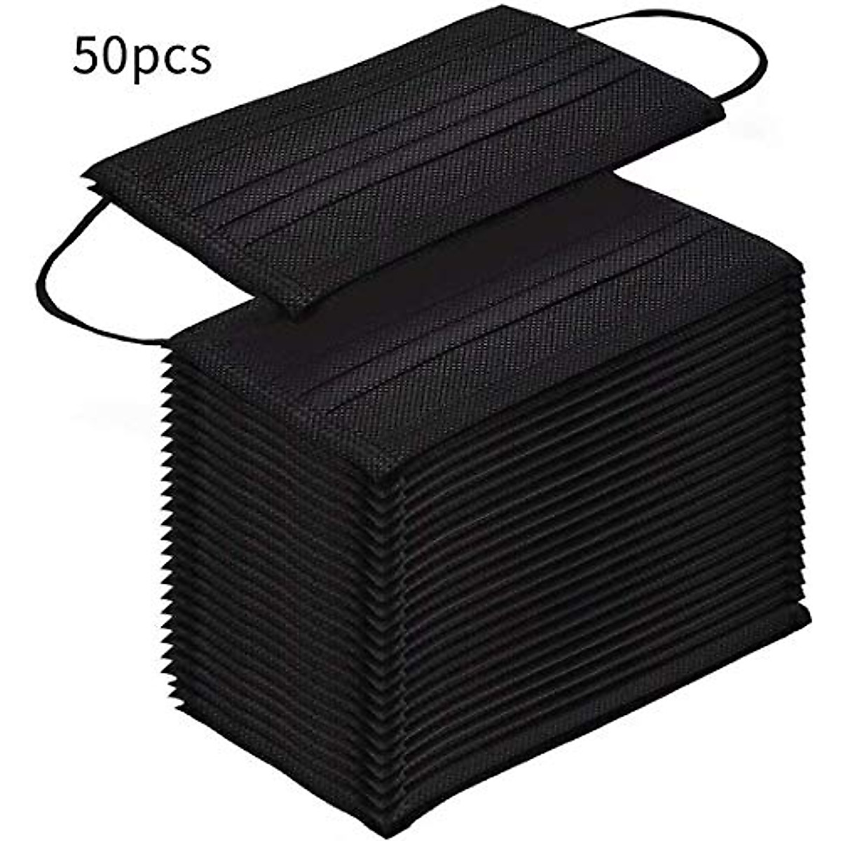 Decor and Home Disposable Face Masks, 50 Pack, Black, 3-Ply, Single Daily Use, Face Mask for Women & Men