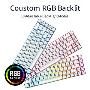 RK ROYAL KLUDGE RK68 (RK855) Bluetooth Wireless/Wired 65% Mechanical Keyboard, 68 Keys RGB Hot Swappable Blue Switch Gaming Keyboard with Software for Win/Mac