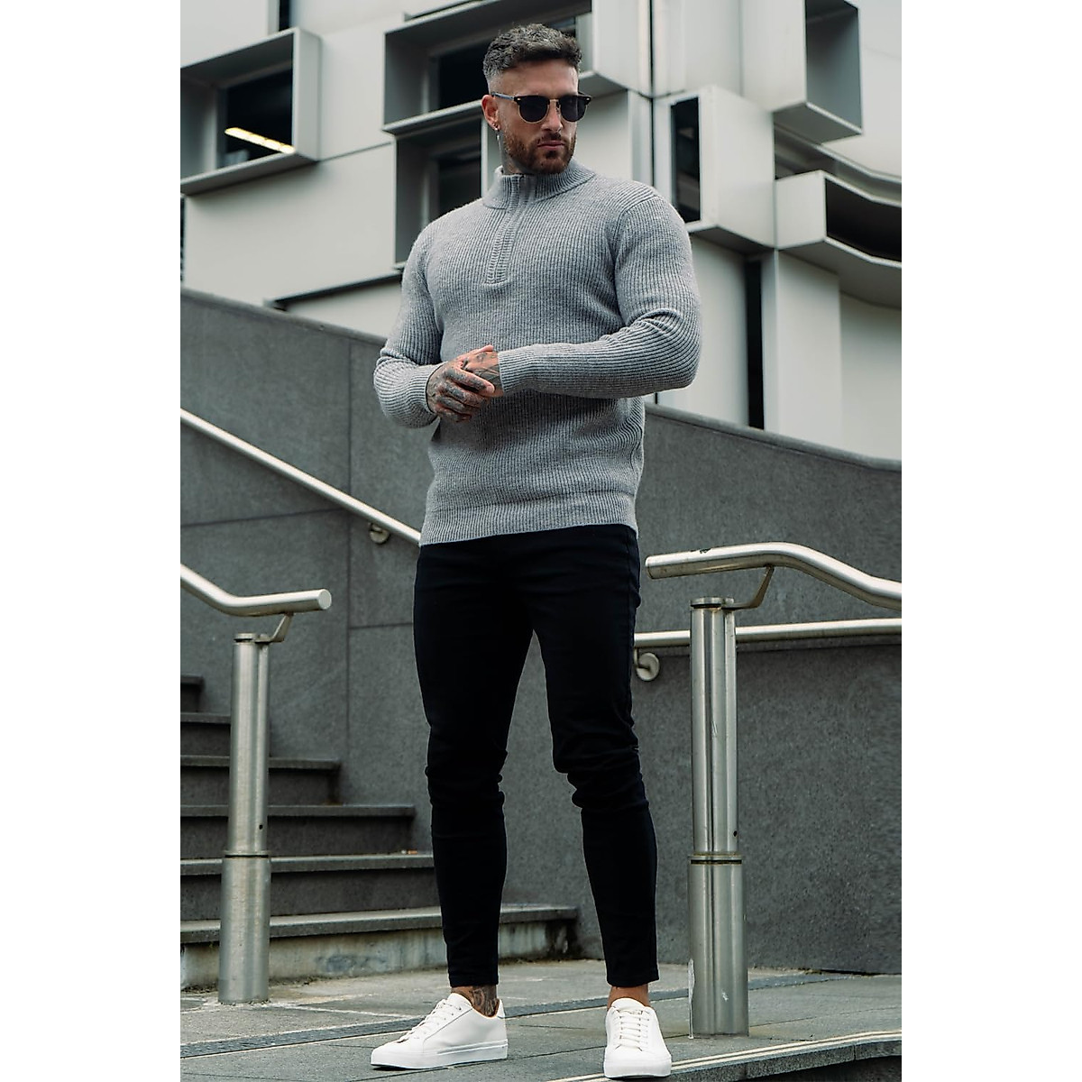 GINGTTO Men's Skinny Stretch Jeans Slim Fit (34, Black)