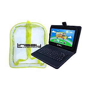 LINSAY 10.1" Quad Core 2GB RAM 32GB Android 11 Tablet with Black Keyboard and Backpack