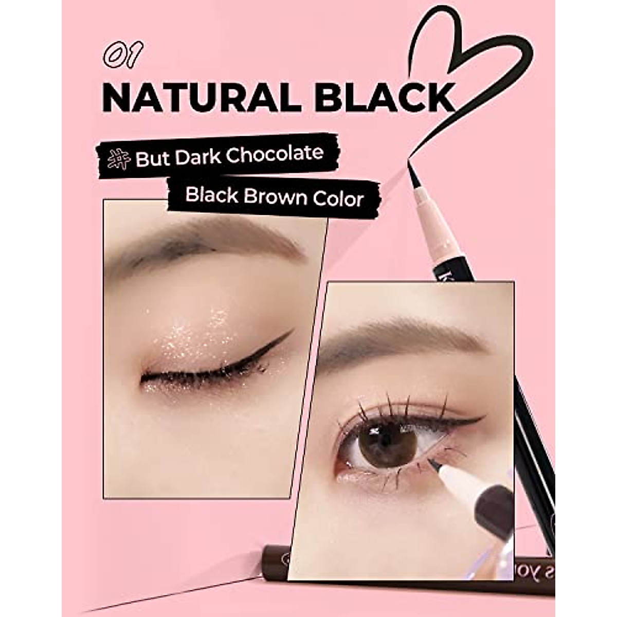 AMTS x True Beauty Edition Waterproof Liquid Natural Black Eyeliner | Kiss Your Eyes K-Beauty | Micro Thin Tip, All-Day Wear, Sweat-proof, Easy Glide, Fast Drying, Long Lasting