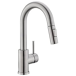 CENOSA Modern Bar Sink Faucet for Kitchen Sink Single Handle with Pull Out Sprayer Hot and Cold Prep Sink Faucet Brushed Nickel
