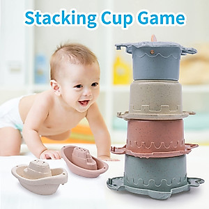 Toddler Bath Toys for Kids Ages 1-3 | 9PCS Bathtub Mold Free Bath Toy for Babies | Infants Bath tub Toys with 2 Shark Shower & 2 Toy Boats & 4 Baby Cup | Water Table Bath Toys for Babies 6-12 Months