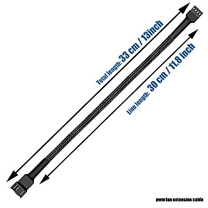 skineat 11.8" pwm Fan Extension Cable，4 pin Fan Extension Cable，Cable Extension pc，3-Pin/4-Pin Cooling Fan Extension Cable Wire (11.8"（30cm） 10pcs)