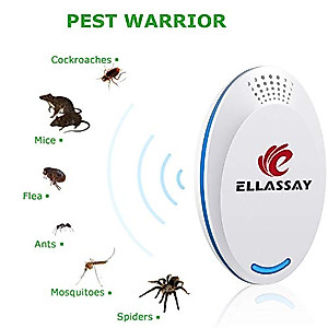 ELLASSAY Ultrasonic Pest Repeller - Pest Reject - Set of 2 Electronic Pest Control - Plug in Home Indoor Repellent - Get Rid of Mice, Roaches, Bugs, Fleas, Mosquitoes, Spiders, White