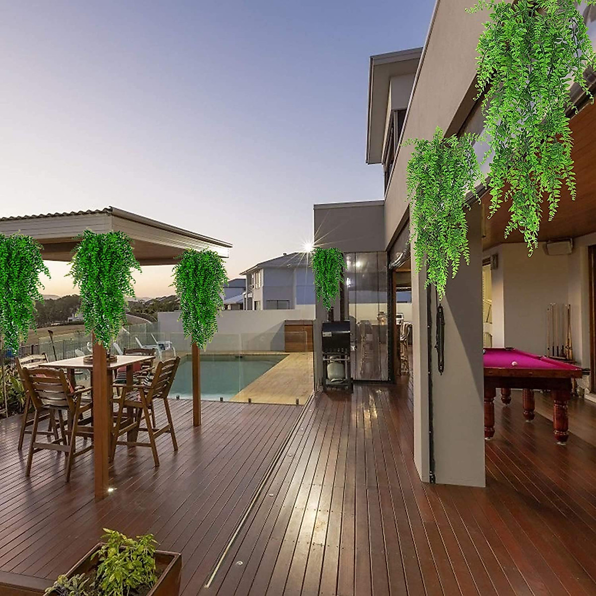 Vine Hanging Fake Plants,4 Pcs Artificial Fake Hanging Plant Faux Ferns Wall Plants Fake Ivy Greenery Garland Room Decor Home Garden Wedding Party Indoor Outdoor Decorations (Boston Fern)