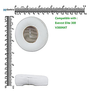 Geekria QuickFit Protein Leather Replacement Ear Pads for JBL Everest Elite 300, V300NXT Headphones Ear Cushions, Headset Earpads, Ear Cups Repair Parts (White)