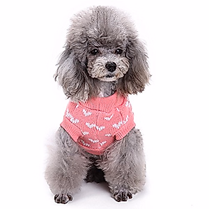 Dog Sweater for Large Dogs Boy Pink Heart Round Neck Small Pet Dog Cute Clothes Puppy Sweater Small Dog Winter