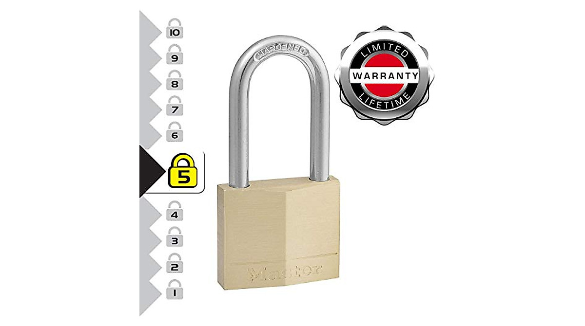 Master Lock 140DLF Brass Padlock with Key - Durable, Corrosion-Resistant