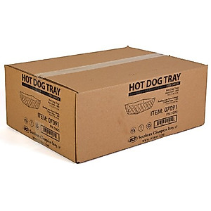 Southern Champion Tray 07091 Paperboard Red Check Hot Dog Tray, 7" Length x 2-3/4" Width x 1-1/2" Height (Case of 1000),WHITE