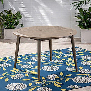 Christopher Knight Home Nick Outdoor Acacia Wood Round Dining Table, Gray Finish