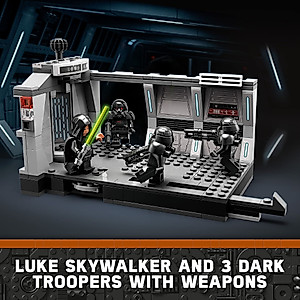 LEGO Star Wars Dark Trooper Attack Set, Mandalorian Toy 75324, with Revolving Elevator, Luke Skywalker Minifigure and Lightsaber, Pretend Play Building Set for Kids Age 8+ Years Old