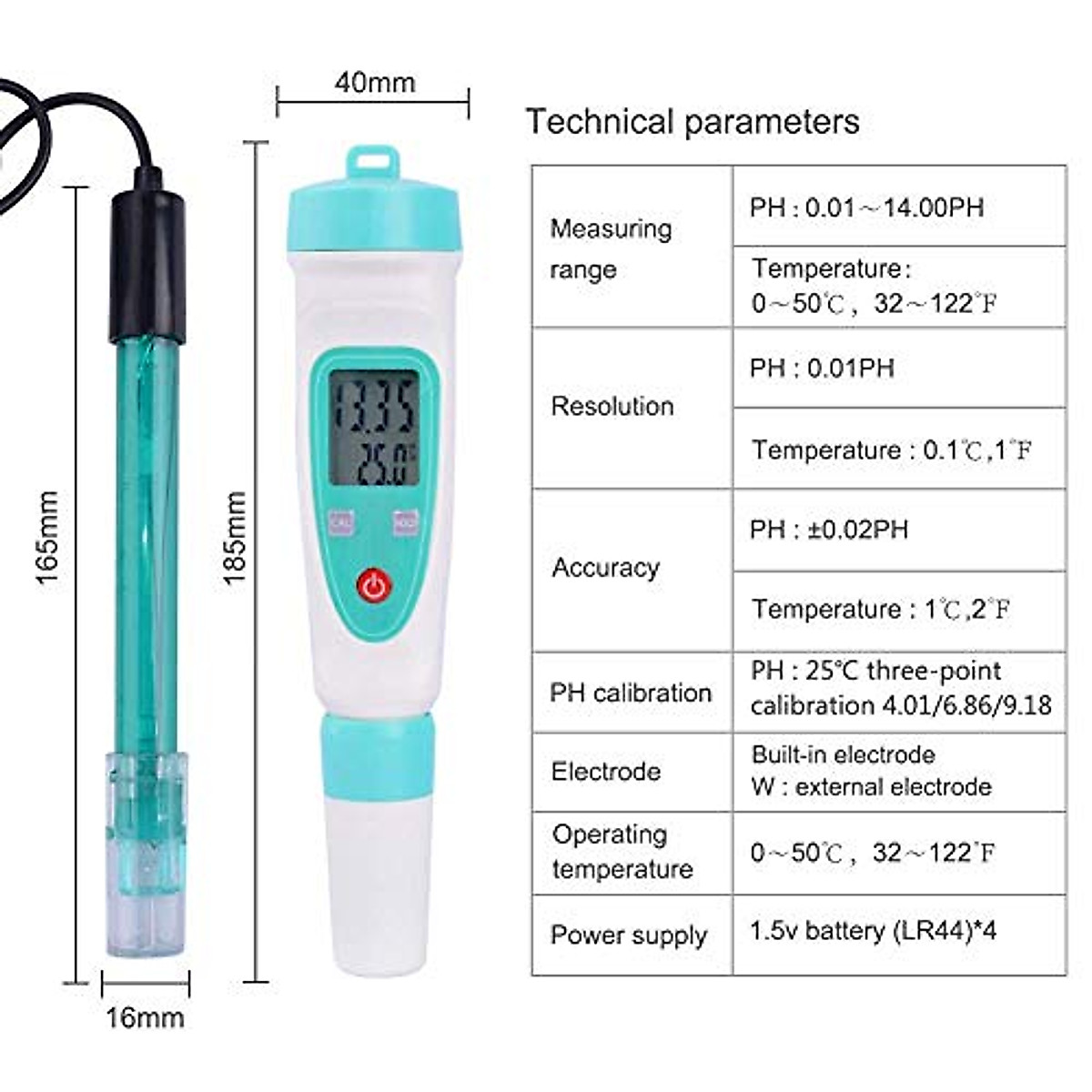ShiSyan Y-LKUN Water Quality Meter Portable Scientific PH-220W PH Meter Pen Acidity PH Value Tester High Accuracy PH Tester Digital Water Quality Tester Meter Moisture Meter