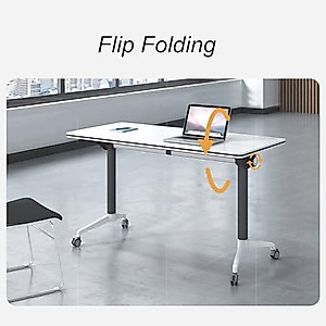 3pcs Foldable Conference Tables, Flip Top Mobile Training Table with Modesty and Lockable Wheels,Quickly Change from Horizontal to Vertical (Color : C, Size : 120 * 40 * 75cm)