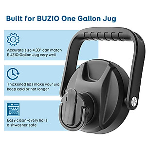 BUZIO Straw Lid 128oz/84oz Insulated Water Bottle Stainless Steel Gallon Jug Only, Replacement Straw Lid of 4.33” Diameter Insulated Gallon Jug with Big Wide Handle, Easy to Carry, Leak-Proof BPA-Free