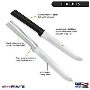 Rada Cutlery Utility Steak Knife – Stainless Steel Blade With Brushed Aluminum Handle Made in USA, 8-5/8 Inches