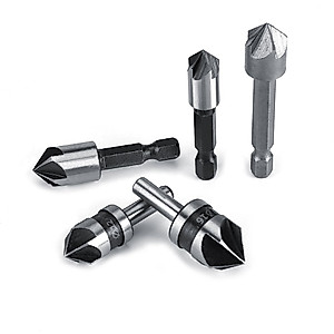 【𝐄𝐚𝐬𝐭𝐞𝐫 𝐏𝐫𝐨𝐦𝐨𝐭𝐢𝐨𝐧】 Countersink Drill Bit Set, 5 Pcs/Set High Speed Steel Industrial Countersink Drill 5 Flutes Woodworking Chamfering Cutter