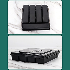 RNCOZE Utensil Holder for Countertop with Lid, 5 Compartments Flatware Organizer, Portable Flip Cover Silverware Organizer Storage Case, Plastic Silverware Tray for Drawer Countertop